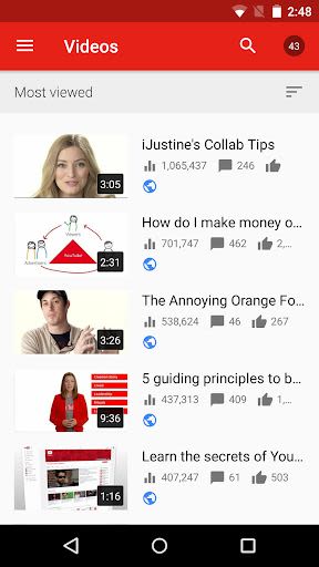 YouTube Studio Android App